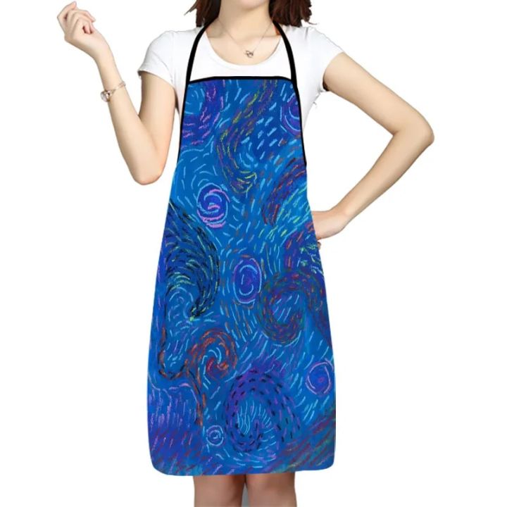 JinnikaijiOxford Fabric Apron Kitchen Apron Van Gogh Starry Night Print ...