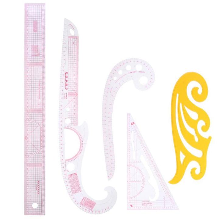 5Pcs/set Styling Ruler French Curve Set Cutting Ruler Yardstick Sleeve ...