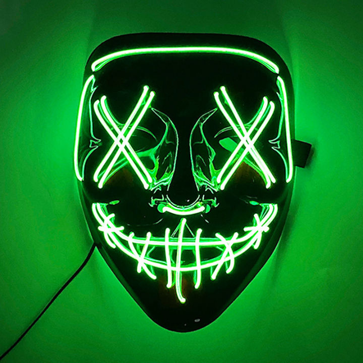 LED Cold Light Glowing Halloween Mask Masquerade Party Horror Clown ...