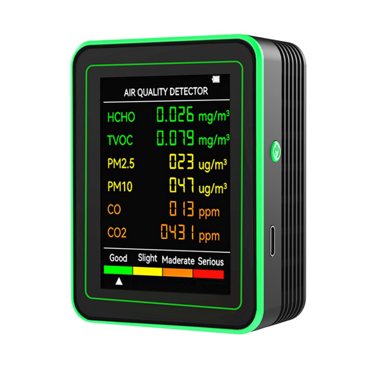 Air Quality Detector 6 in 1 Detector HCHO TVOC CO2 CO PM10 Meter Gases ...