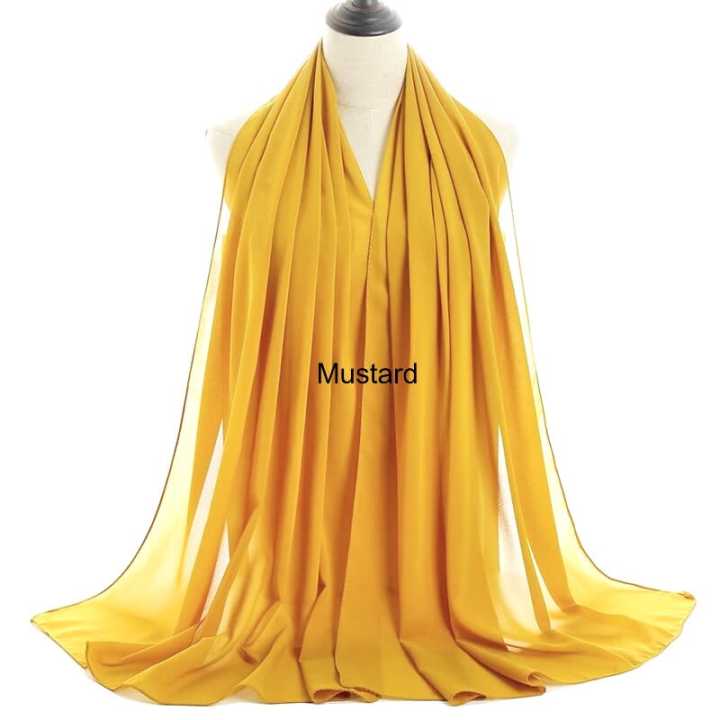 Mustard - Malaysian Luxury Chiffon Shawl | Daraz.lk