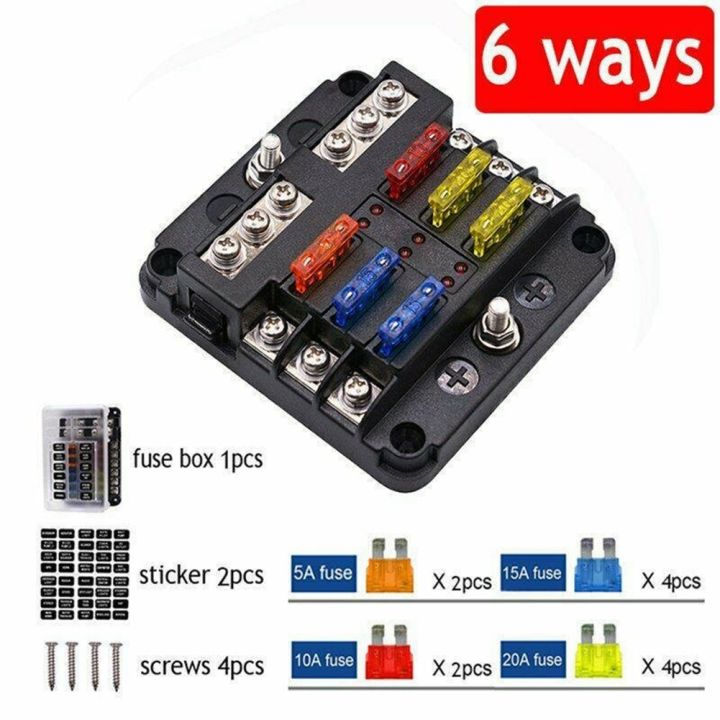 6-Way Blade Fuse Box Block Auto Marine FuseBox Holder 12V 32V Bus Bar ...
