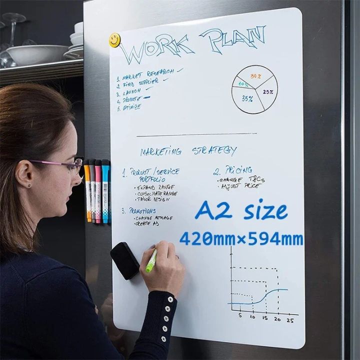 A2 Whiteboard Magnetic Dry Erase White Board for Wall Fridge Stickers ...