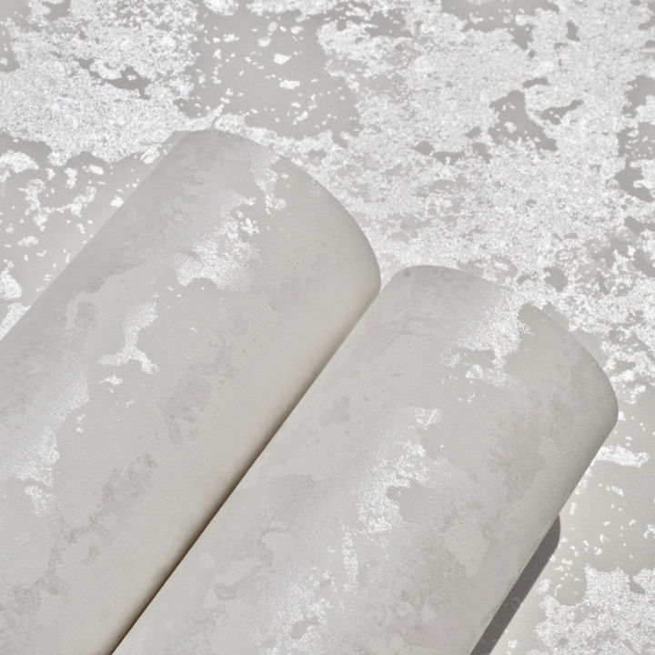 White Shiny Concrete Effect Wallpaper Metallic Industrial Style Plain ...