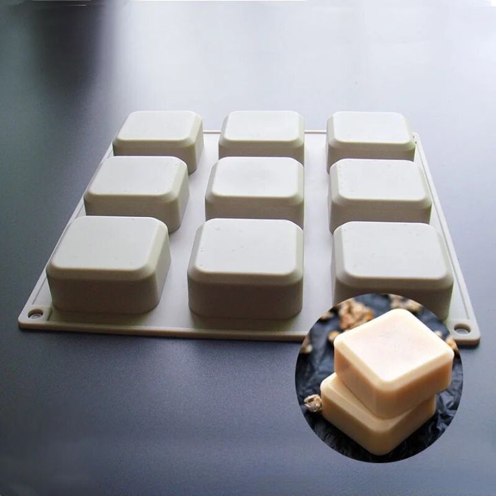 9 Cavities Square Soap Mold Silicone Soap Mold for Soap Making Silicone ...