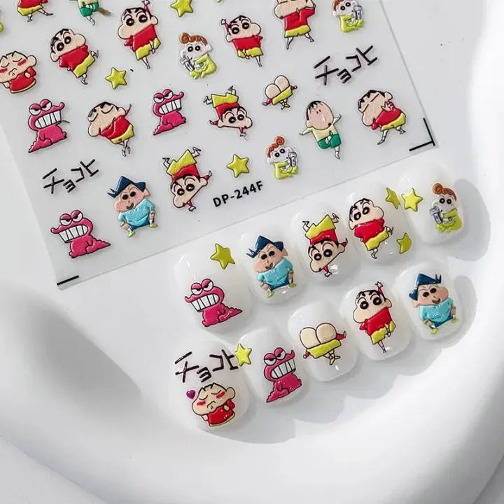 New Anime Cartoon Crayon Shin-chan Nail Stickers Craft Relief Sculpture ...