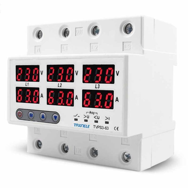 3 Phase Voltage Relay 380V Voltmeter Ammeter over and Under Voltage ...