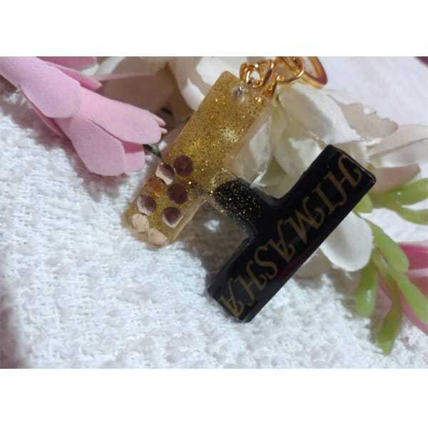 Customized Resin Letter Key Tag With Name Gold Key Chain | Daraz.lk