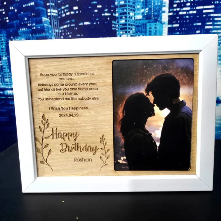 Customized Wooden Gift frame With Your photos & Wishes For Happy ...