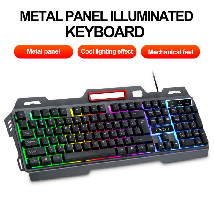 T-Wolf T16 Mechanical Feeling Keyboard USB Wired LED Backlight with ...