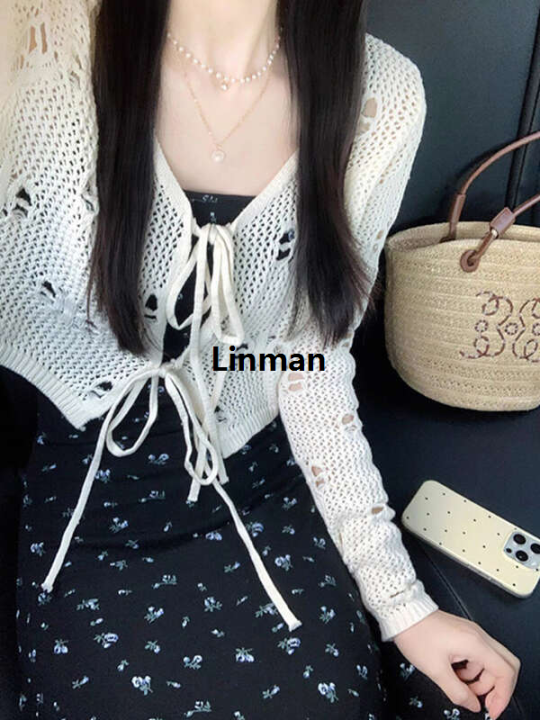Linman Hollow knit sunscreen cardigan for women in early spring 2025 ...
