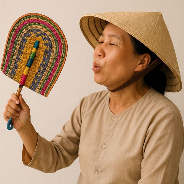 Striped Patterns Seagrass Woven Fan Bohemian Vintage Cattail Fan ...