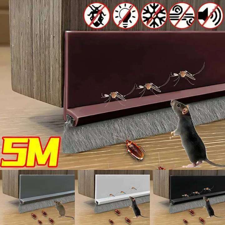 Draft Stopper With Brush Reduce Noise Rubber Door Sweep Breeze Blocker ...