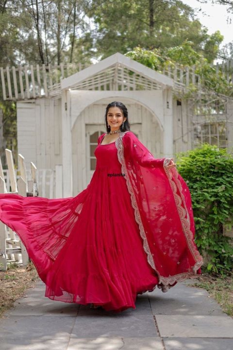 Long party frocks ruffle with shawl for girls and women | Daraz.lk