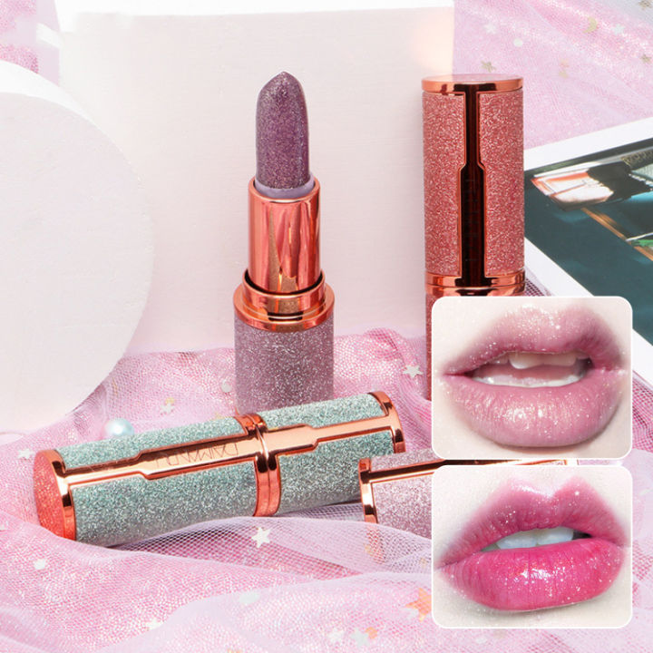 DAIMANPU Starry Sky Shining Jelly Lipstick Warm Color Change Cute Pink ...