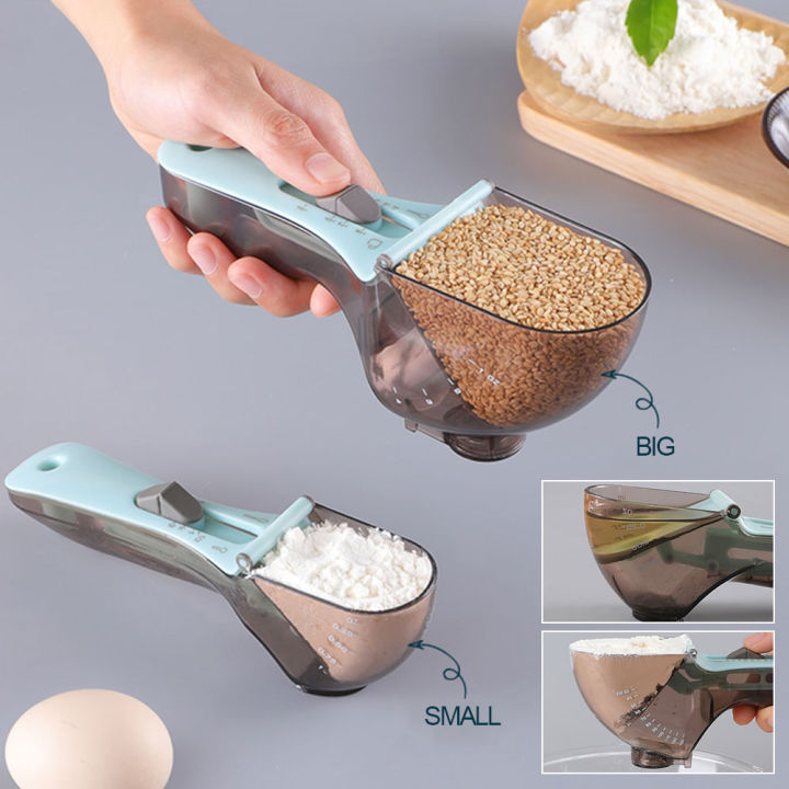 Kitchen Adjustable Measuring Spoon Plastic Measuring Scoops With Scale ...