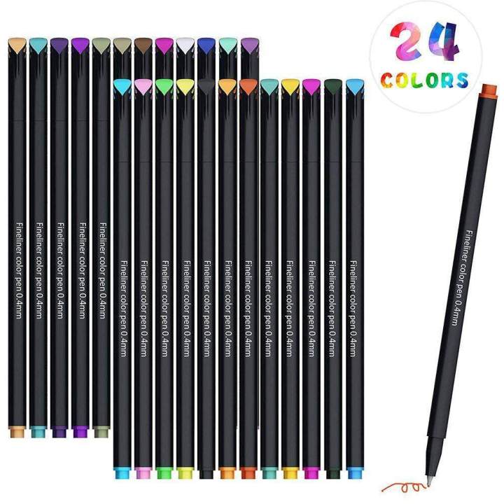 RHS Online 12/24PCS Fineliner Colorful Pen 0.4mm Line Sketch Writing ...