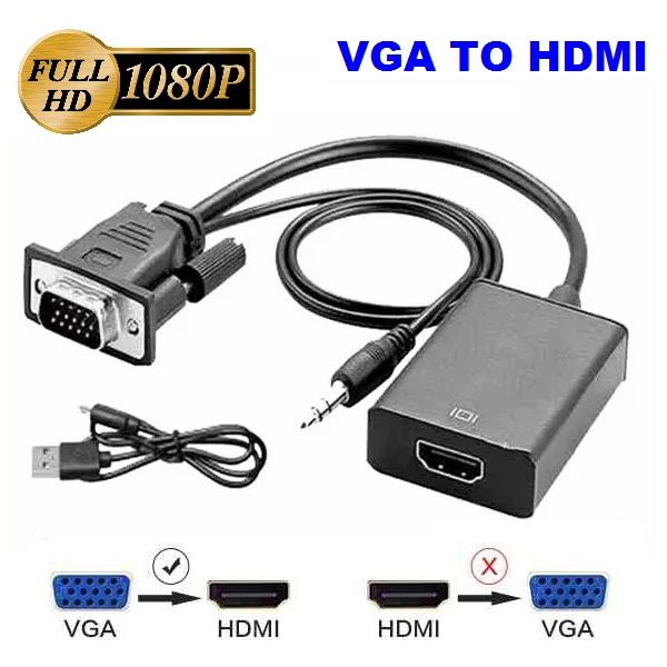 Full HD 1080P VGA to HDMI Converter Adapter Cable With Audio Output VGA ...