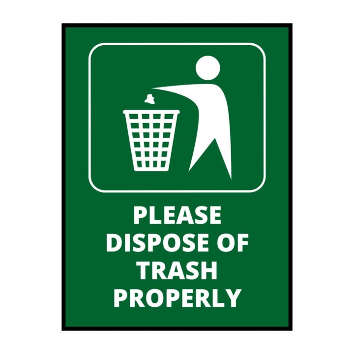 Please Dispose Of Trash Properly Sign Board - 15cm X 21cm | Daraz.lk