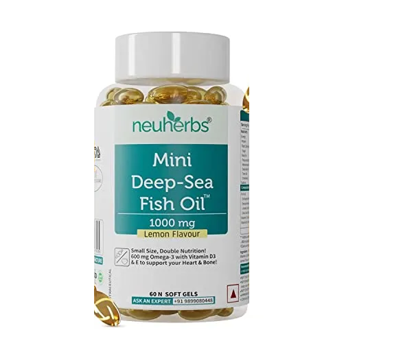 Neuherbs Mini Deep Sea Omega 3 Fish Oil 1000 mg With Lemon Flavour- 2X ...