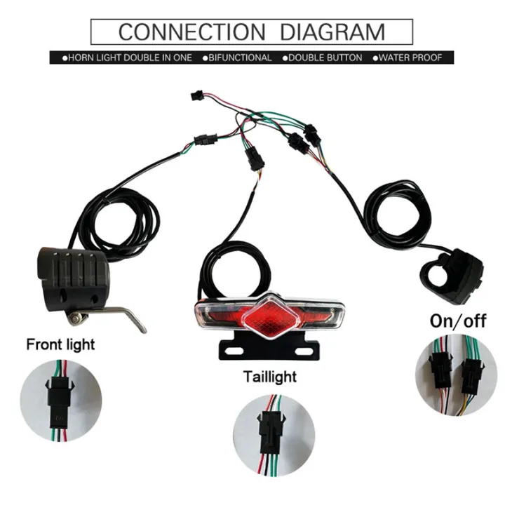 Front/Rear Light Electric Bike LED Lights SET Modification Parts As ...