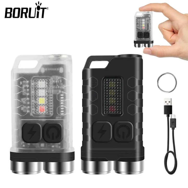 BORUiT V3 Mini Flashlight Keychain EDC Powerful Light Type-C ...