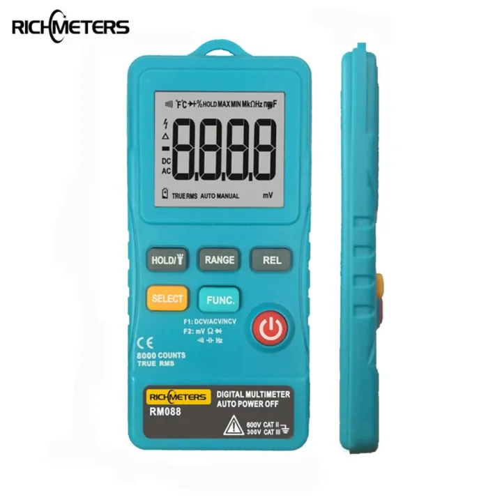 RICHMETERS RM088 Mini Digital Multimeter 8000 Counts Line Frequency ...