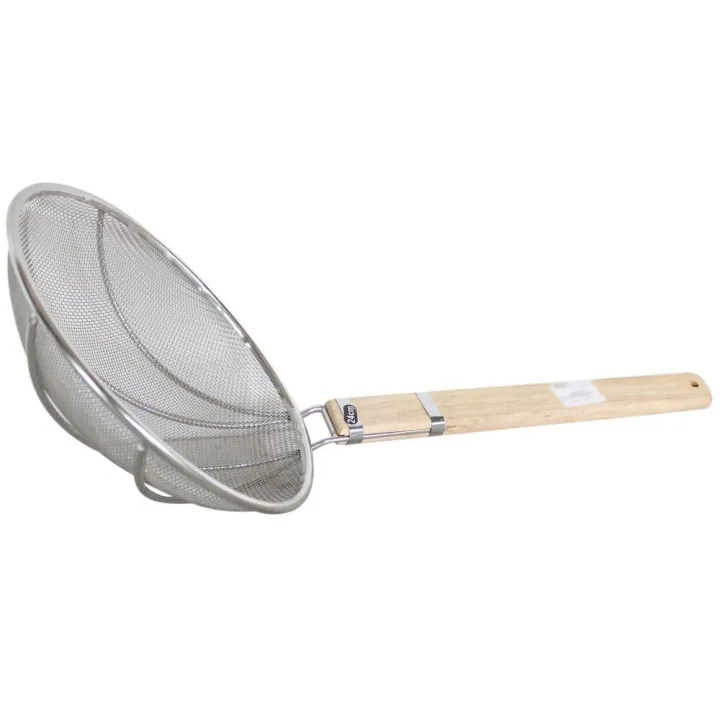 Deep Frying Net Spoon Oil Strainer with Wooden Handle size 20 | Daraz.lk