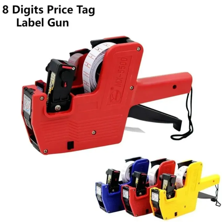 Portable 1 Roll Labels + 1 Ink Digital Tag Printer 8 Digits Display MX ...