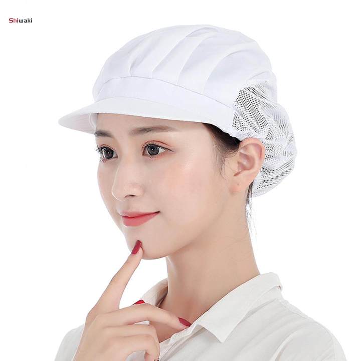 Chef Hat Mesh Food Service Baker Cap Waiter Cap for Commercial Multipurpose White Half Mesh ...