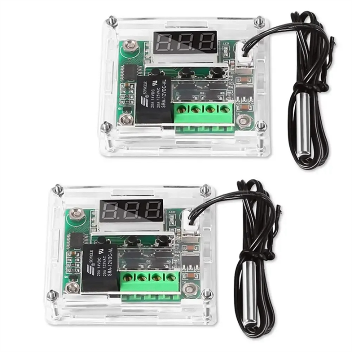 2Pcs W1209 Temperature Controller Module with Case LED Display Digital Thermostat Module with ...