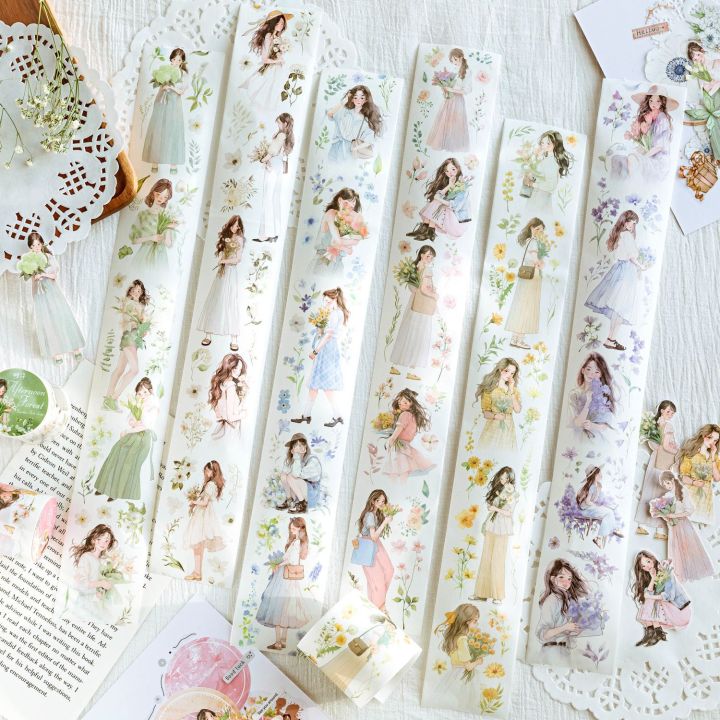 RHS Online Heart Girl Series Masking Tapes Decorative Sticky Character ...