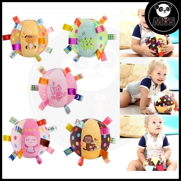 Cartoon Baby Plush Ball Toys Rattle Ring Bell Toy Baby Hand Grasp Ball ...