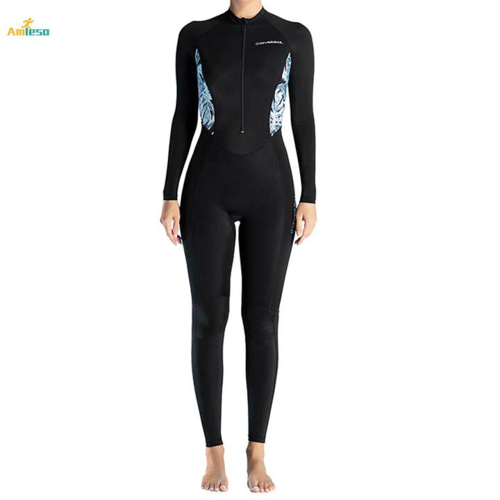 Adults Women Wetsuit Quick Drying Full Body Front Zip Diving Suit for ...