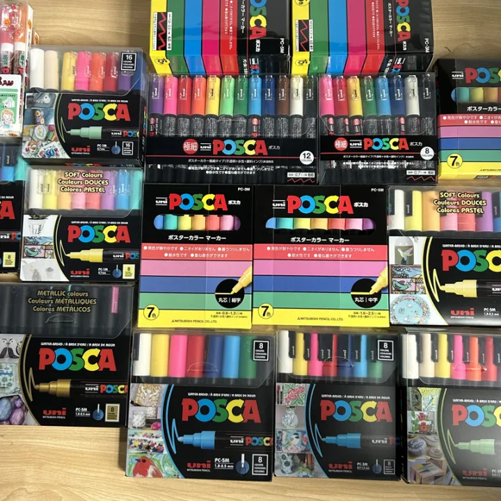 Uni Posca Paint Marker Pen Set PC-1M 3M 5M 8K 17K 7/8/15/16/24/29/48 ...