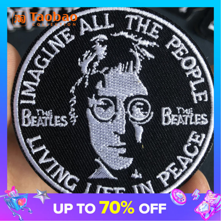 Rock Band Self-Adhesive Black round Embroidery Cloth Sticker Badge ...