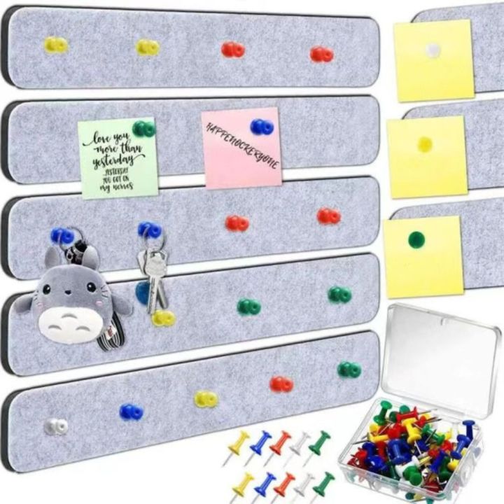 5 pcs Self Memo With Push Pins Felt Pin Board Self Adhesive Hanging ...