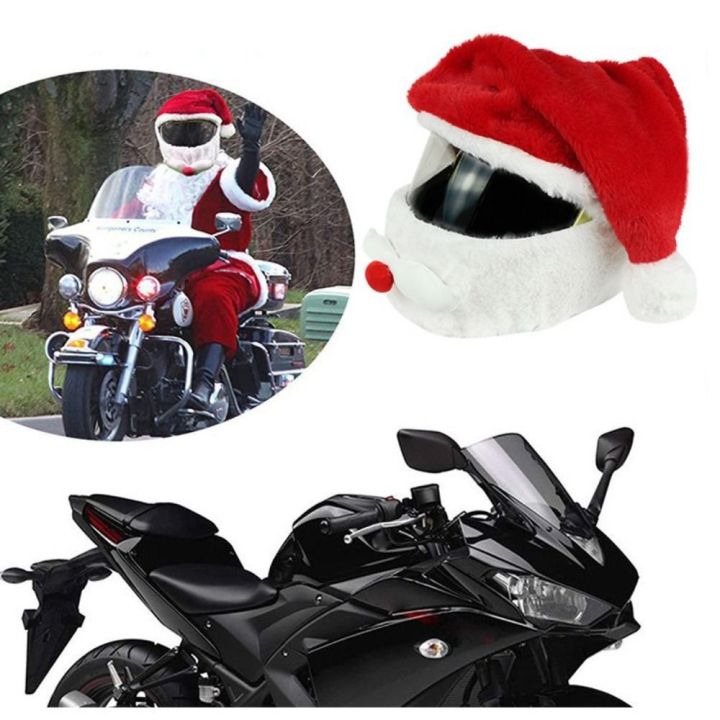 Full Helmet Design Motorcycle Helmet Christmas Hat Fun Plush Christmas ...