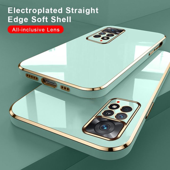 For Xiaomi Redmi Note 11 Pro Case Straight Plating Frame Silicone Cover ...