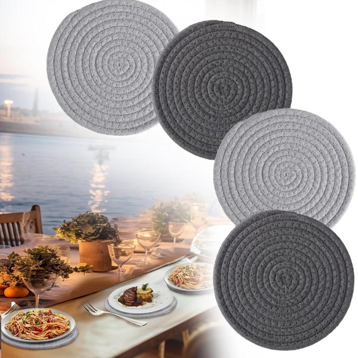 Absorbent Pot Holders Set of 4 Heat-resistant Round Insulation Pads for ...