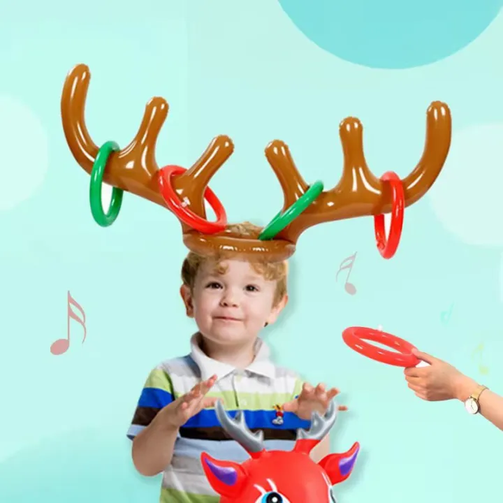 1set Inflatable Reindeer Antler Hat Ring Deer Balloon Party Game ...
