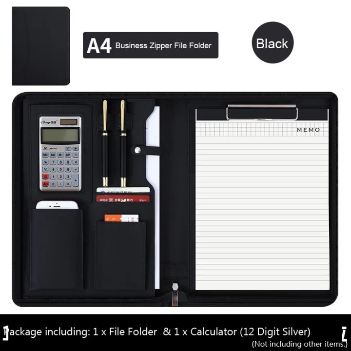 A4 Size Padfolio Professional Executive Zippered Portfolio Folder With ...