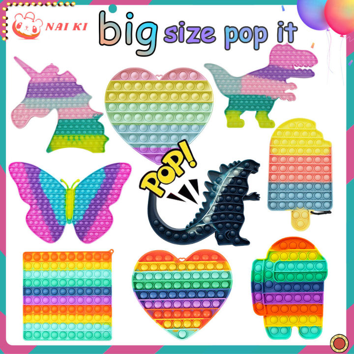 【24 hours delivery】🌈 Big Size Push Pop It 100 Bubble Sensory Fidget ...
