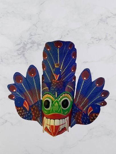 Wood Hand Made Traditional Mask 12 inch ,Mayura Raksha mask/Naga Raksha ...