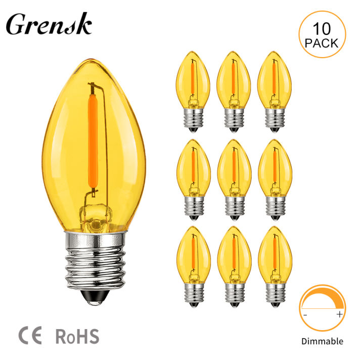 C7 Led Replacement Bulb E14 Candle Lamp Orange Amber Glass 0.5W Mini Night Bulb Christmas ...