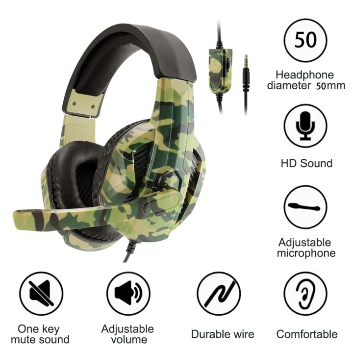 Wired Gaming Headphones With Microphone For Computer PS4 PS5 Xbox Bass ...