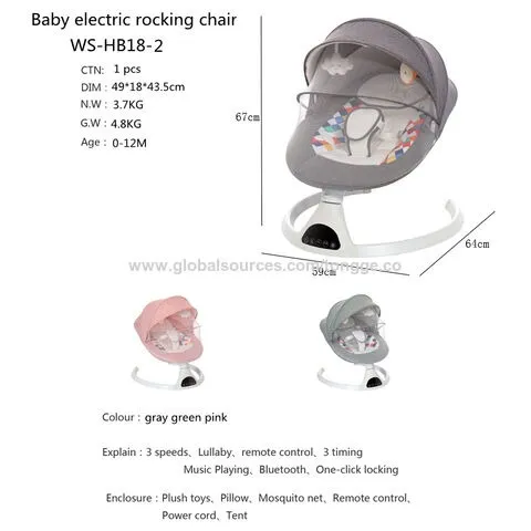 Customized services Electric baby bassinet 5 rocking speeds Bluetooth ...