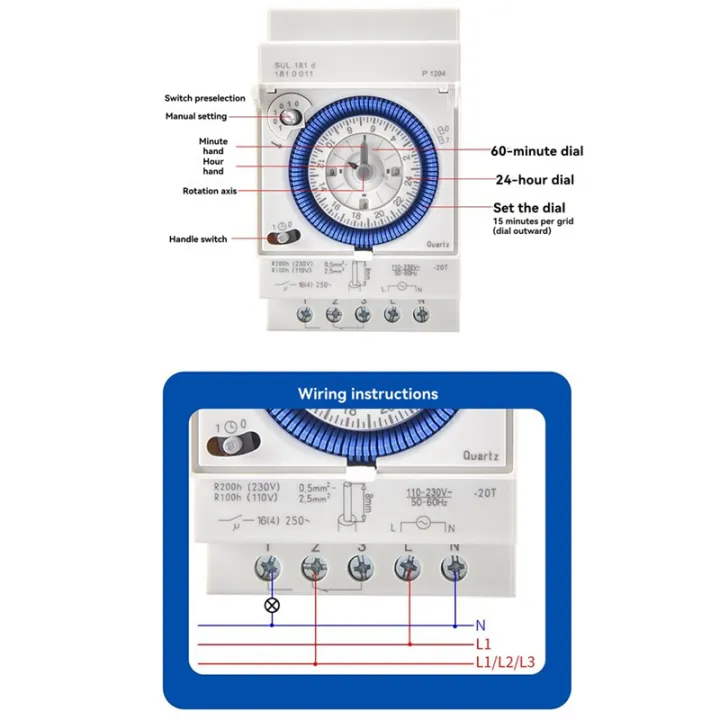 Track Installation Mechanical Timer CNC SUL181d 24-Hour AC110-230V ...