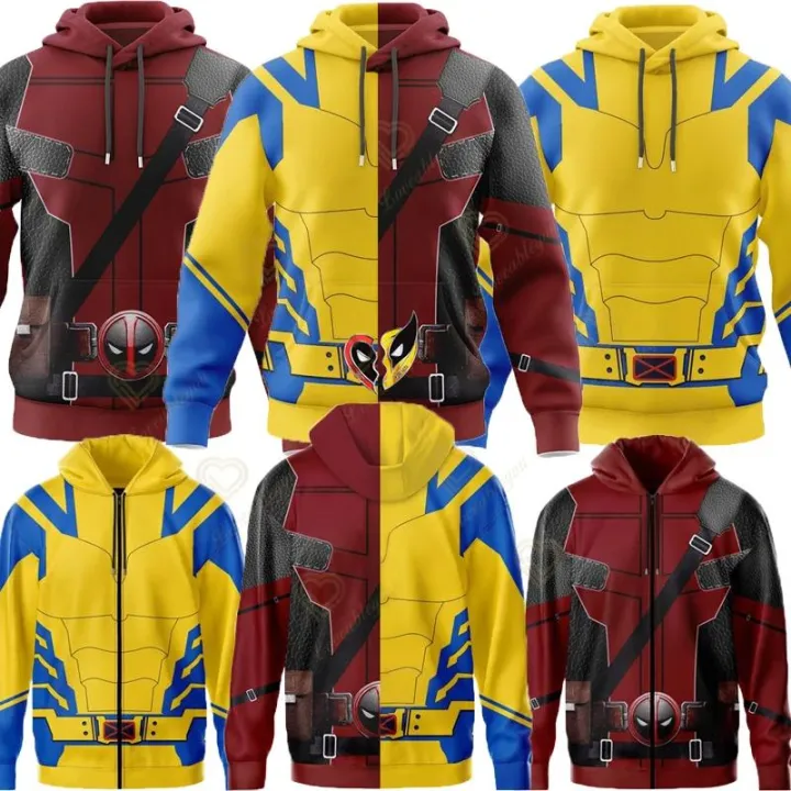 Superhero Deadpool Wolverine Cosplay Costume Hoodie Sweatshirt Jacket ...