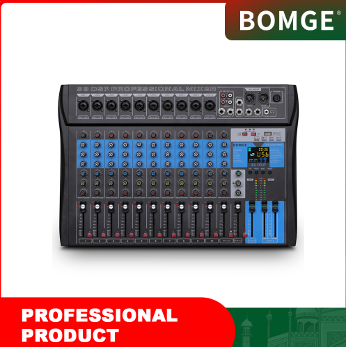 BOMGE Professional Mixer Soundboard Console 12 Channel Desktop System with USB Audio Interface ...
